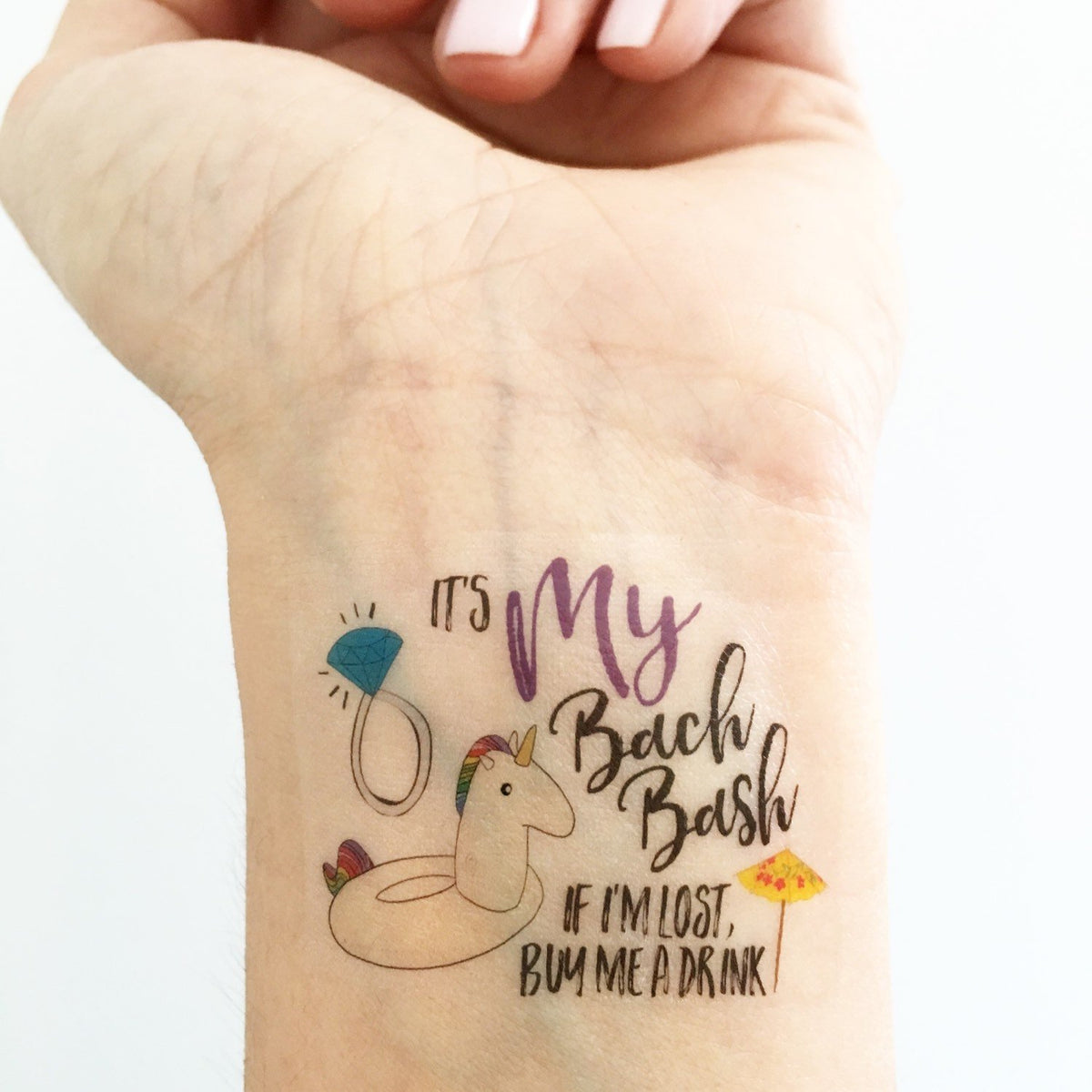 UNICORN POOL FLOAT | CUSTOM BACHELORETTE TEMPORARY TATTOOS – LOVE & LION